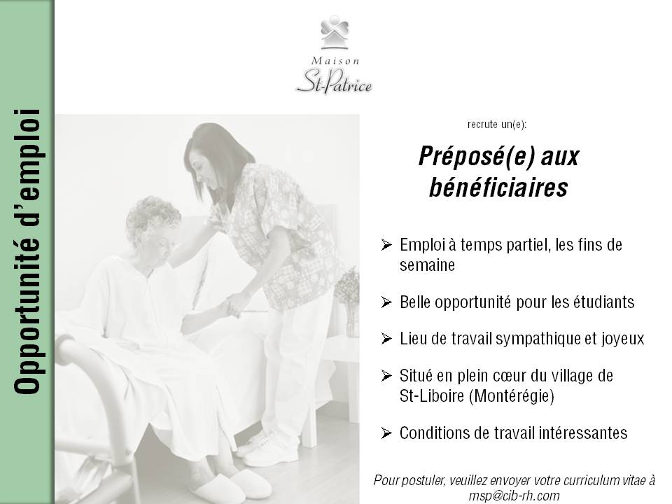 Emploi - Préposé(e) aux bénéficiaires - CIB